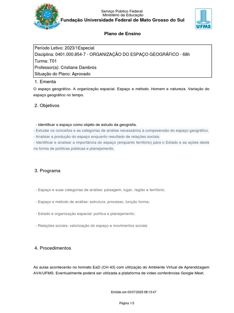 Plano Ensino | PDF | Geografia | Science