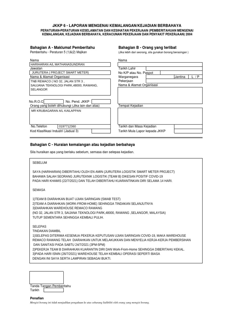 Borang JKKP 6 | PDF