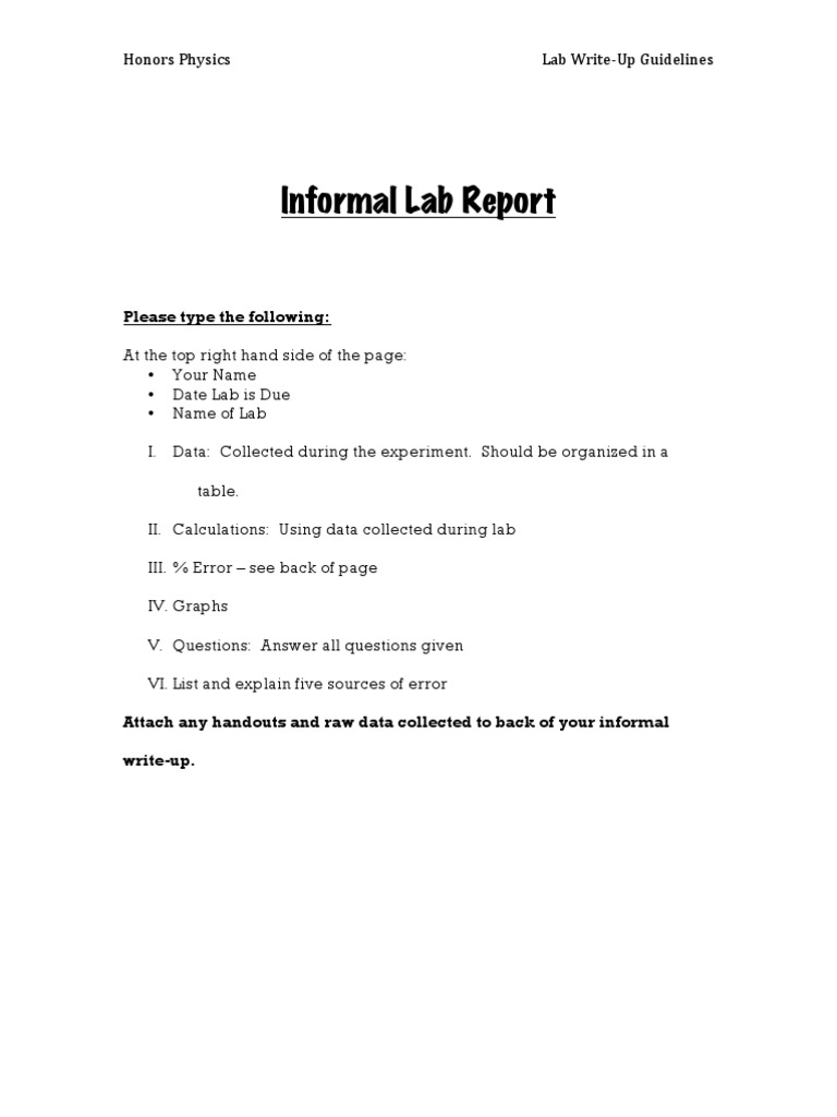 Guidelines for Writing Effective Physics Lab Reports in Honors Physics ...