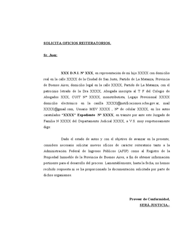 SOLICITA OFICIOS REITERATORIOS | PDF