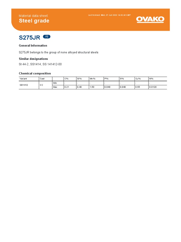 S275JR | PDF | Steel | Thermal Expansion