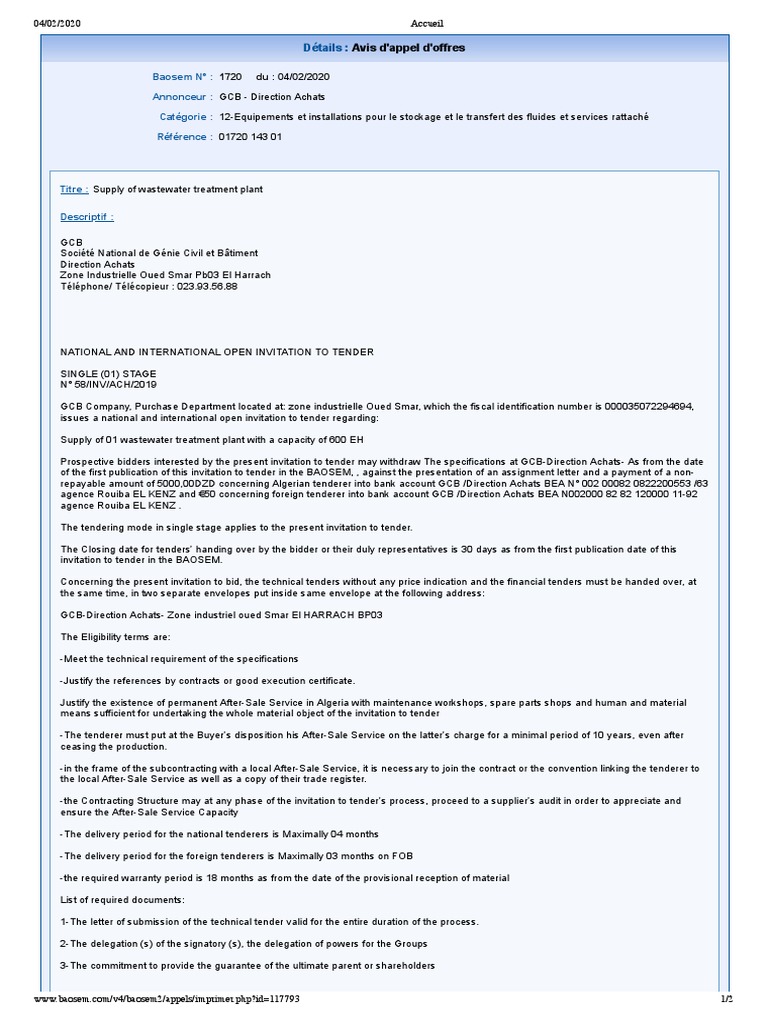 GCB - Tender No.58 - INV - ACH - 2019 - Supply of A Containerized ...