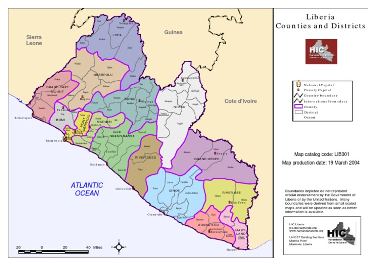 Liberia Counties & Districts Map | PDF | Liberia | Africa