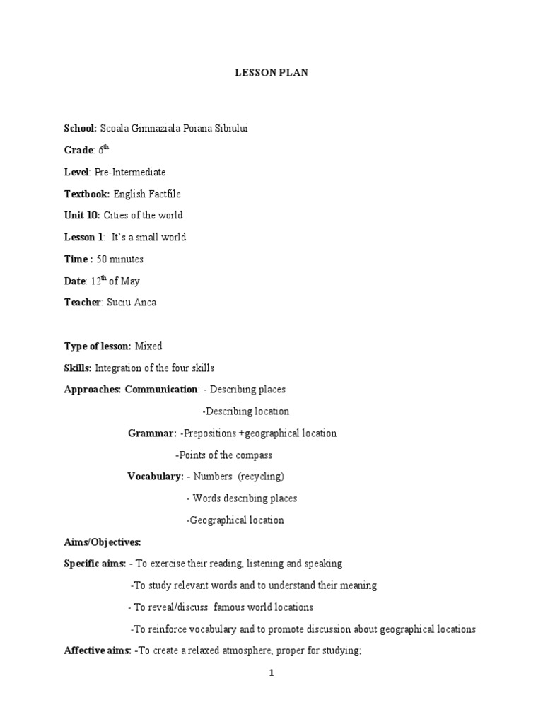 Cities of The World - Plan | Download Free PDF | Pedagogy | Education ...