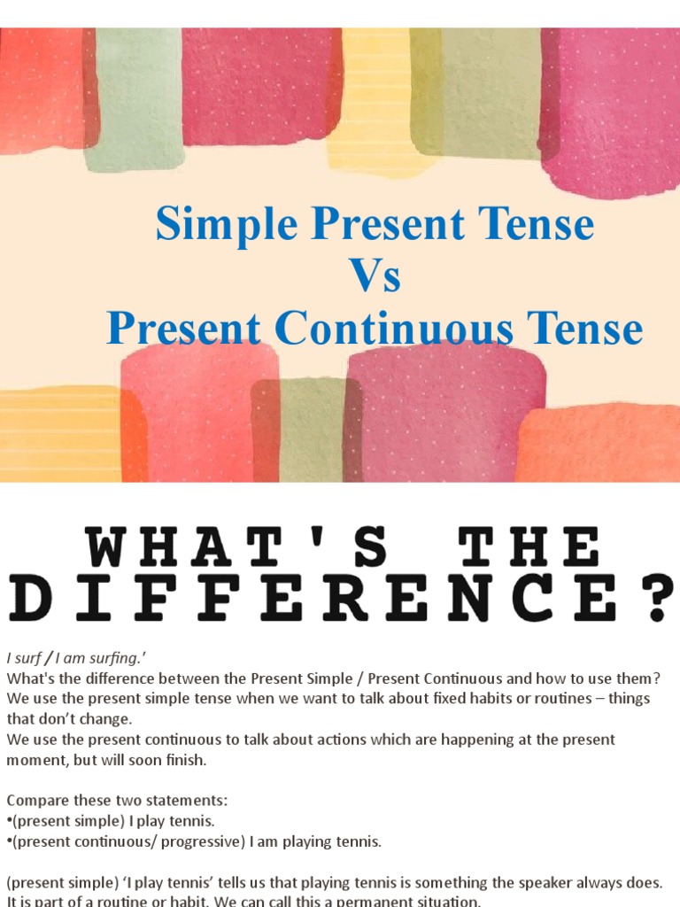 5 Grammar 2 Simple Present and Present Continuous Review | PDF ...