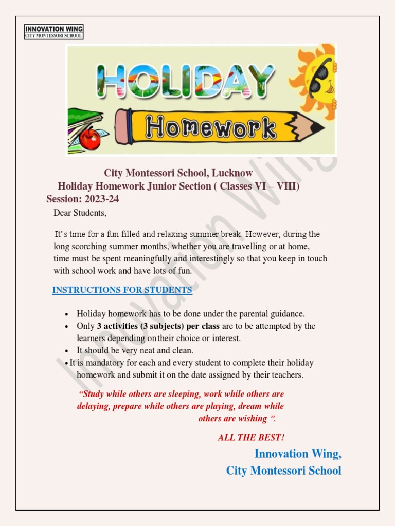 Junior - Holiday Homework 2023-24 | PDF | Chromatography | Ink