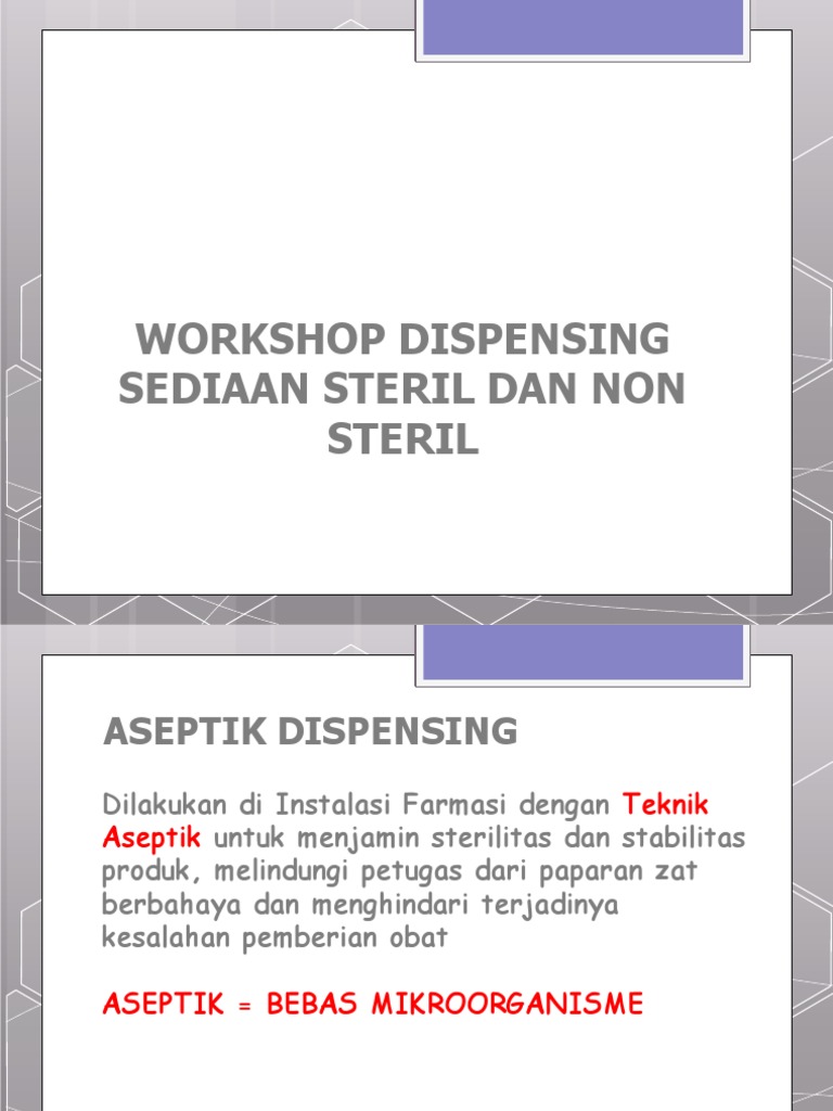 Teknik Dispensing Sediaan Steril dan Non Steril | PDF | Kesehatan Holistik