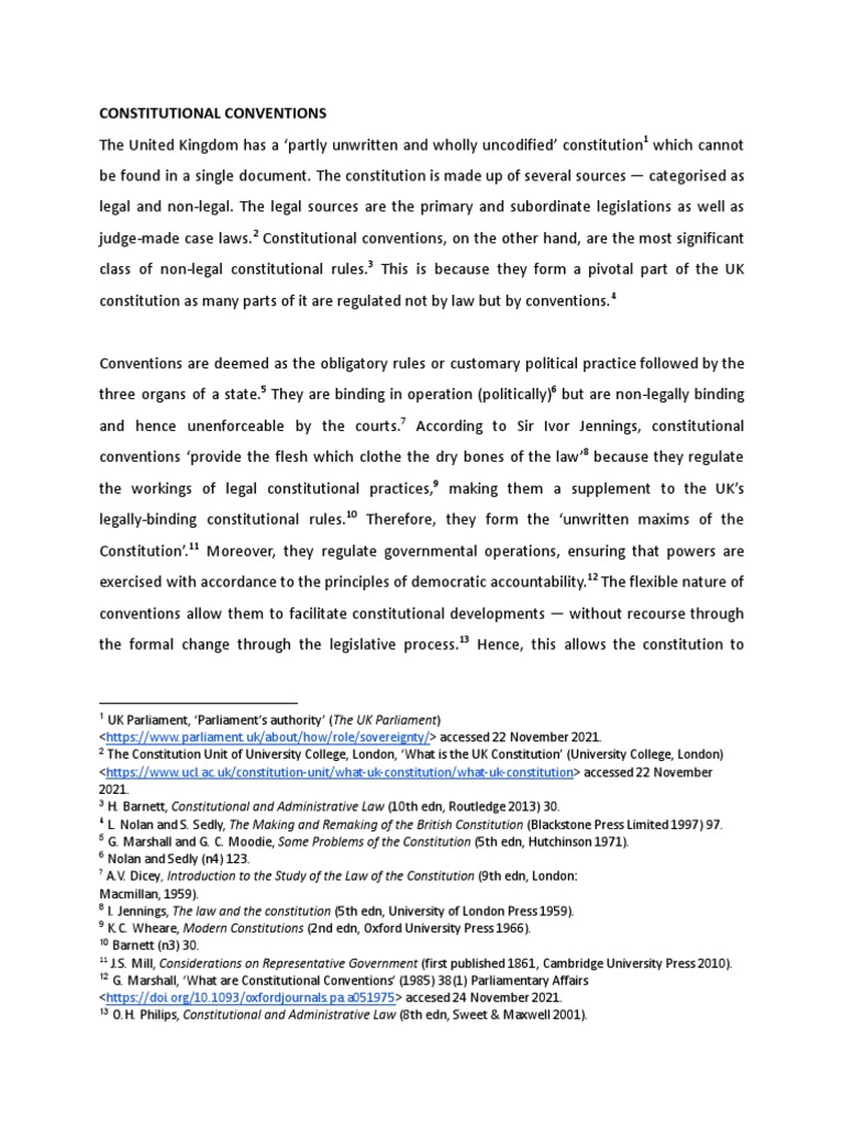 Constitutional Conventions | PDF | Brexit | Parliament Of The United ...