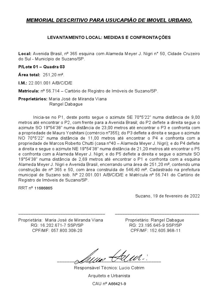 MEMORIAL DESCRITIVO | PDF