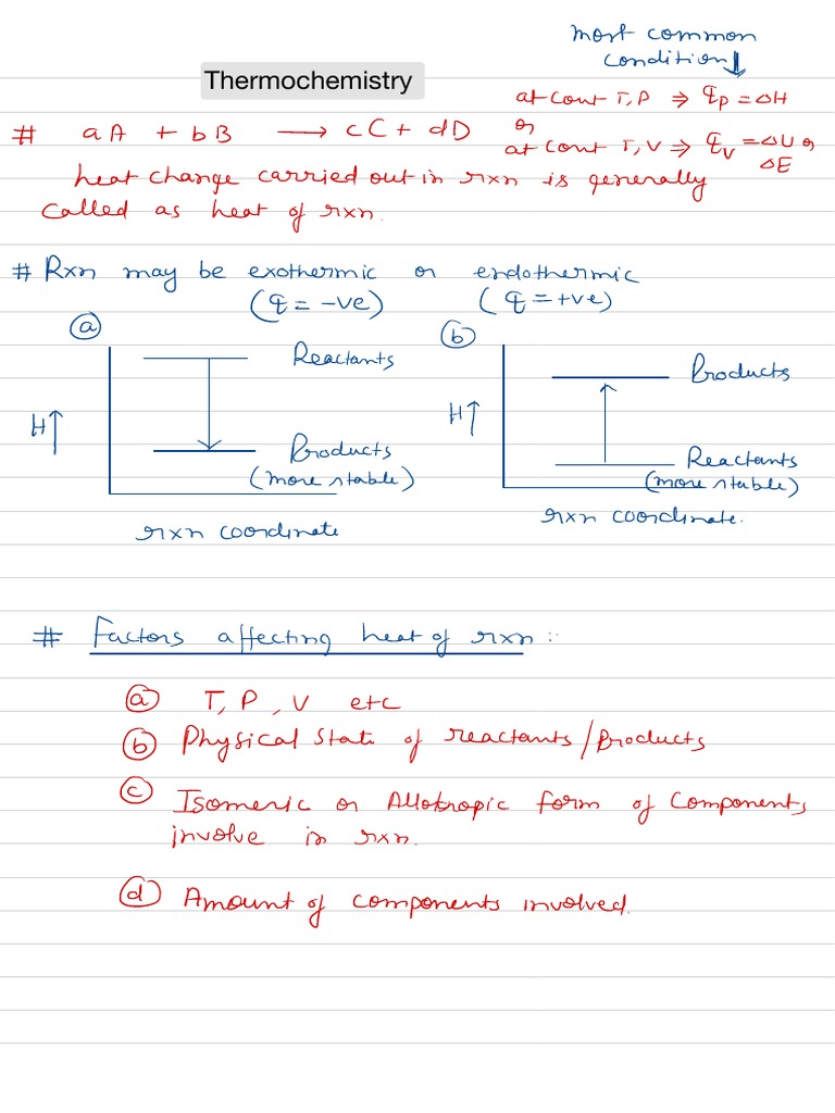 Thermochemistry (IITian Notes - Kota) | PDF | Nature | Thermodynamic ...