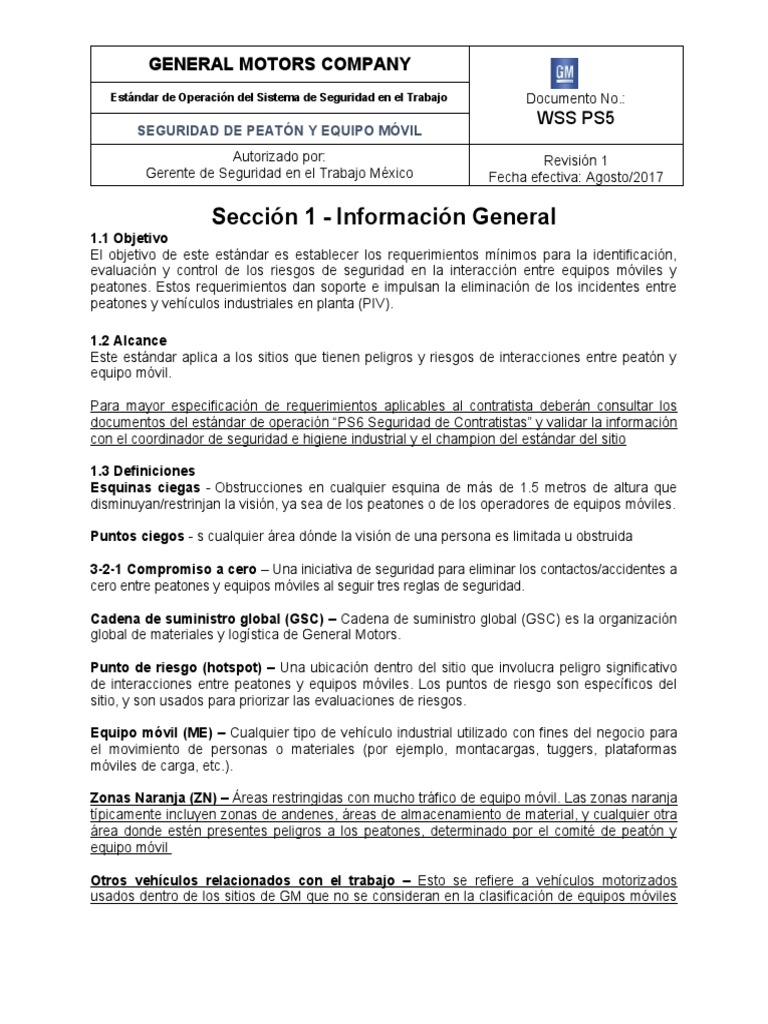 WSS-MX-PS5 - Peatón y Equipo Móvil Rev2019Mar01 | PDF | Peatonal ...