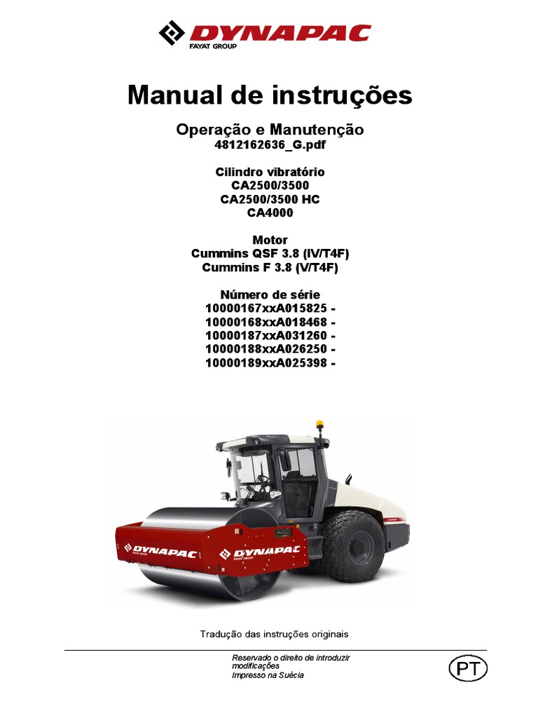 Manual de Operaao e Manutenao ROLO DYNAPAC CA25PD | PDF | Motores | Eixo