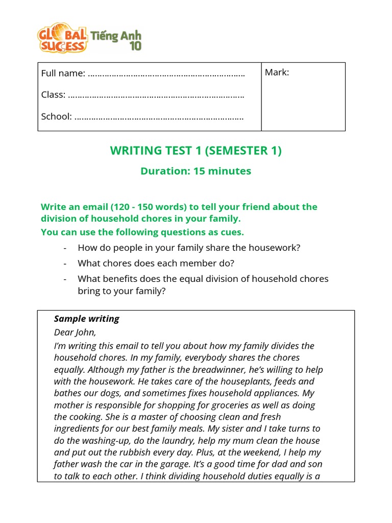 Writing Test 1 | PDF