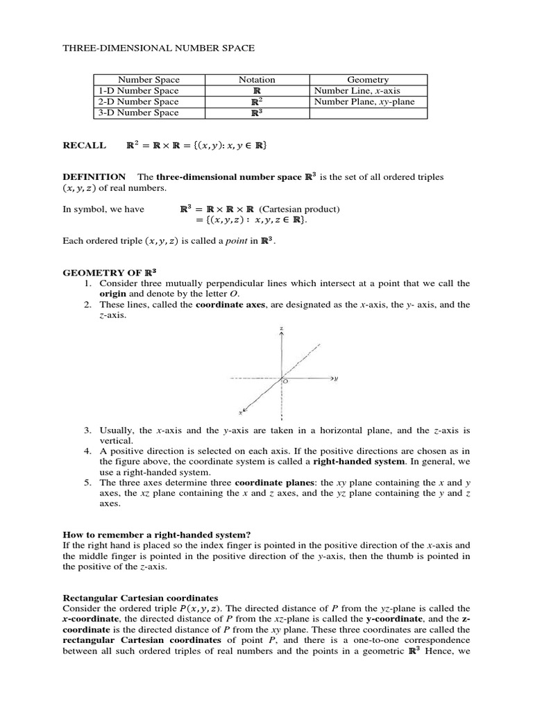 1 3-D Cartesian Coordinate System | PDF | Cartesian Coordinate System ...