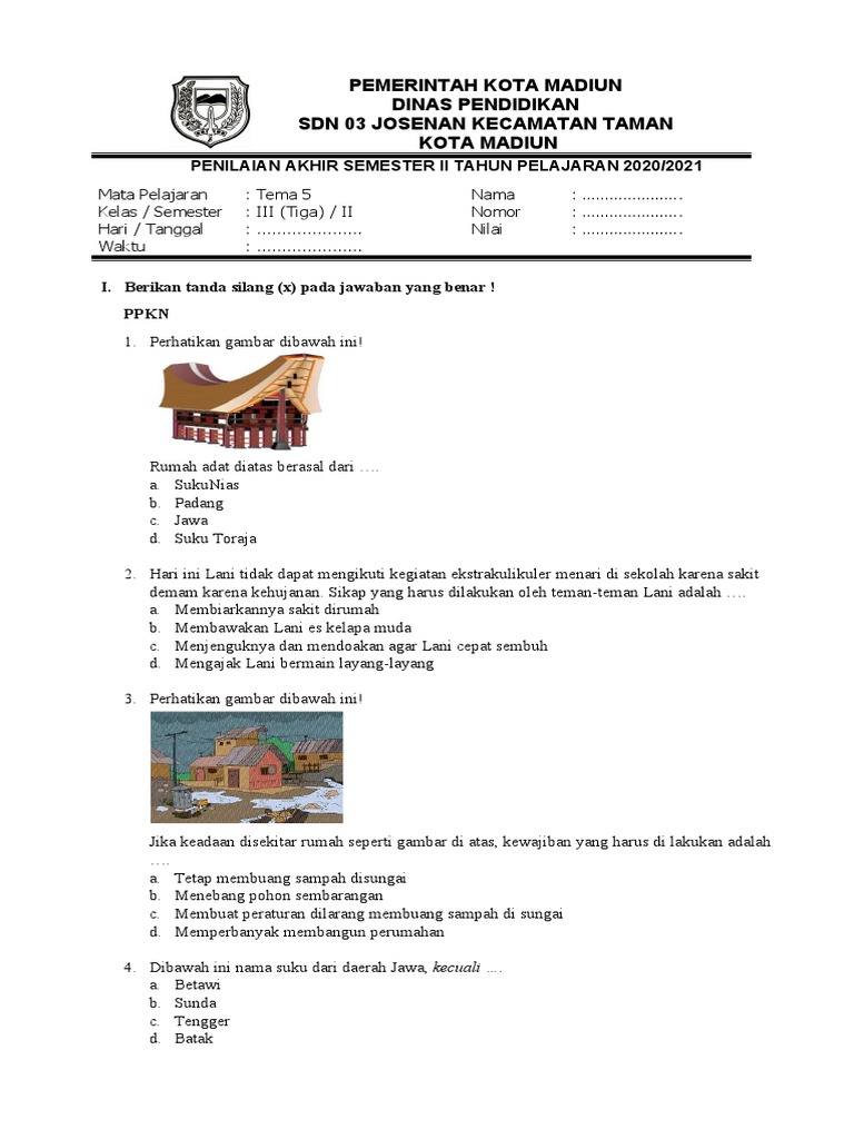 Soal Pas Kelas 3 Tema 5 Semester 2 | PDF