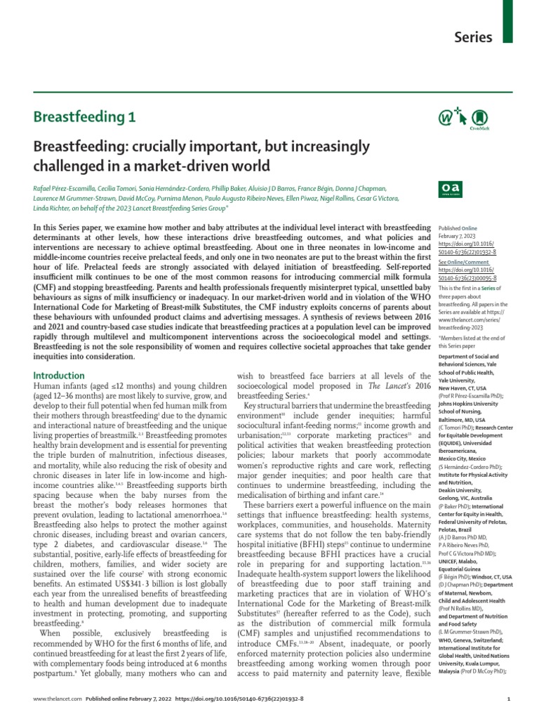 Lancet 2023 Breastfeeding | PDF | Breastfeeding | Breast Milk