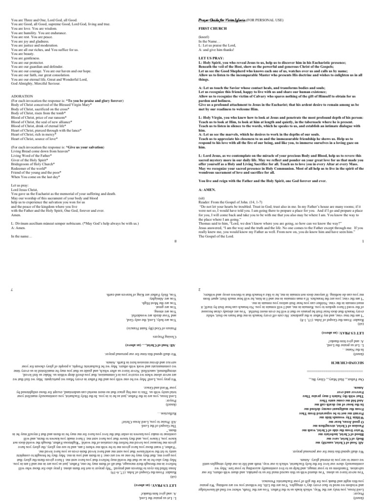 Eucharistic Adoration Prayer Guide | PDF | Eucharist | Glory (Religion)