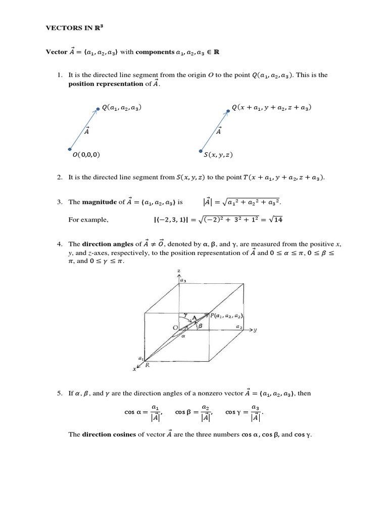 2 Vectors in R 3 Summary | PDF | Euclidean Vector | Angle