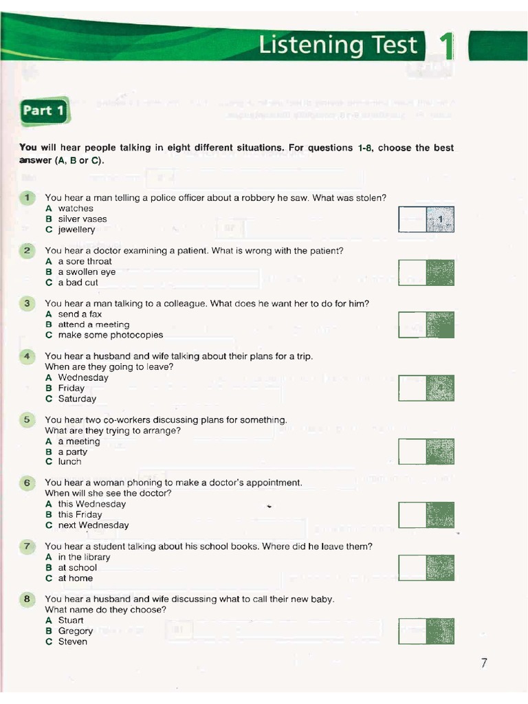 Listening Test 1 | PDF