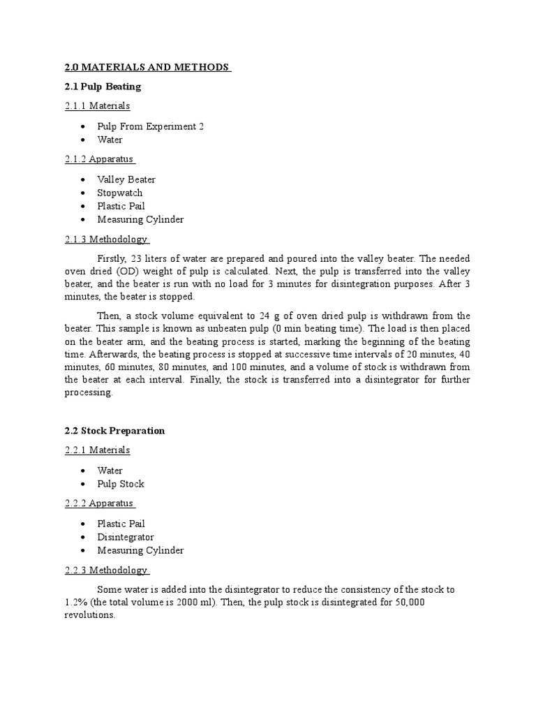 IWA 283 - Experiment 3 - Methodology | PDF | Paper | Pulp (Paper)