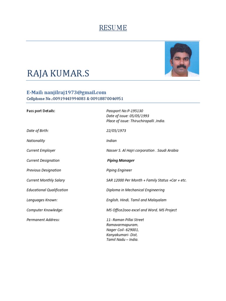 Rajkumar Resume Revised | PDF | Petrochemical | Tamil Nadu