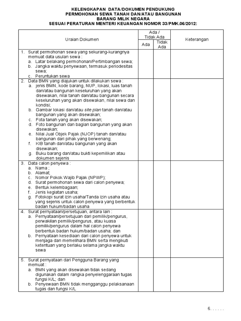 Checklist - SEWA - PMK 33 - SPREAD POLDA | PDF