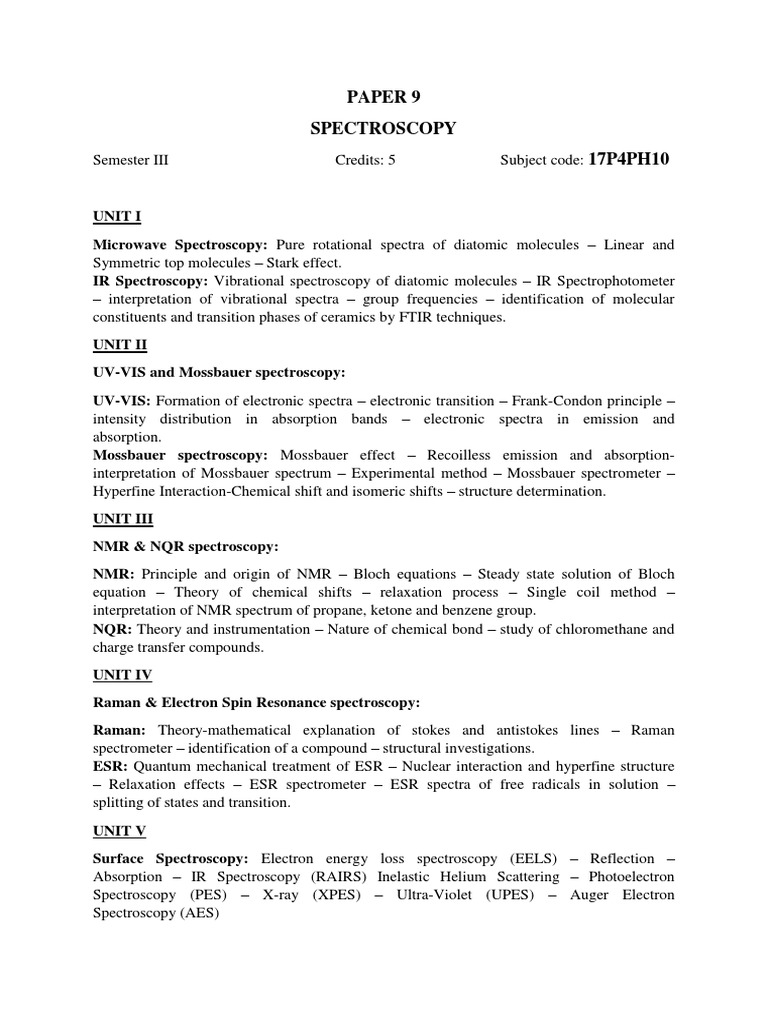 Msc Sem 3 Pdf Spectroscopy Infrared Spectroscopy