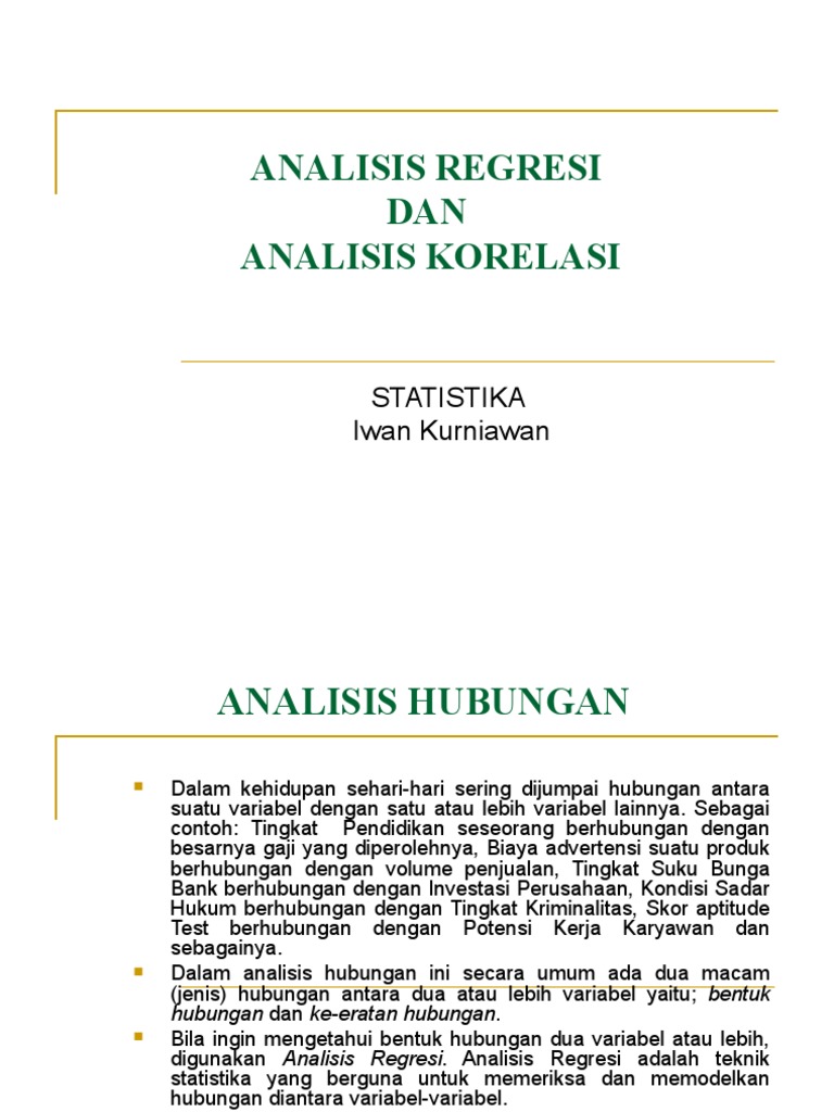 Analisis Regresi Dan Korelasi (1) | PDF