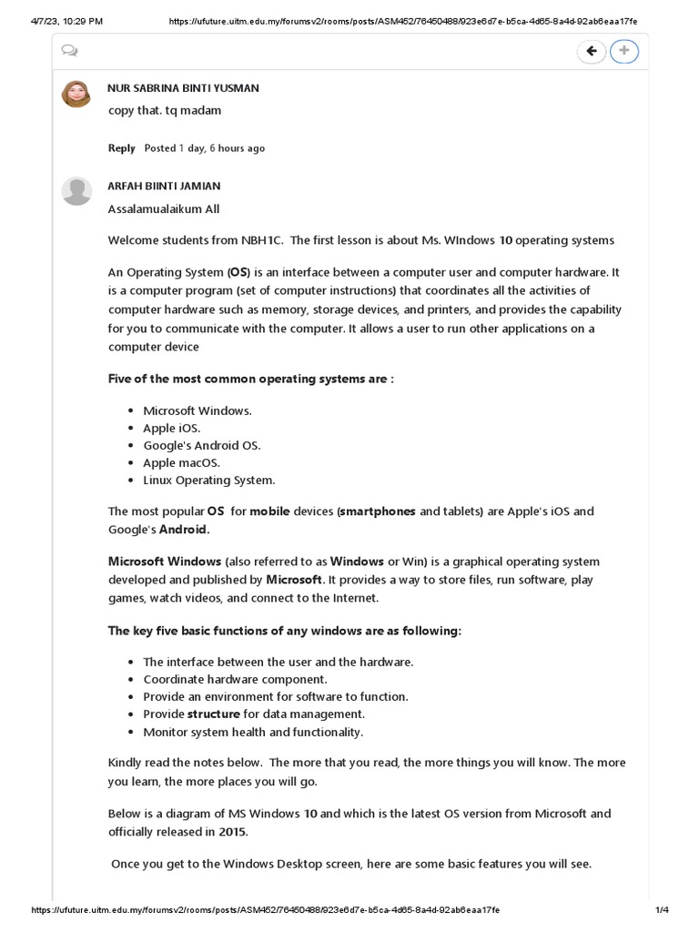 Windows 10 Basics for NBH1C Students | PDF | Operating System ...