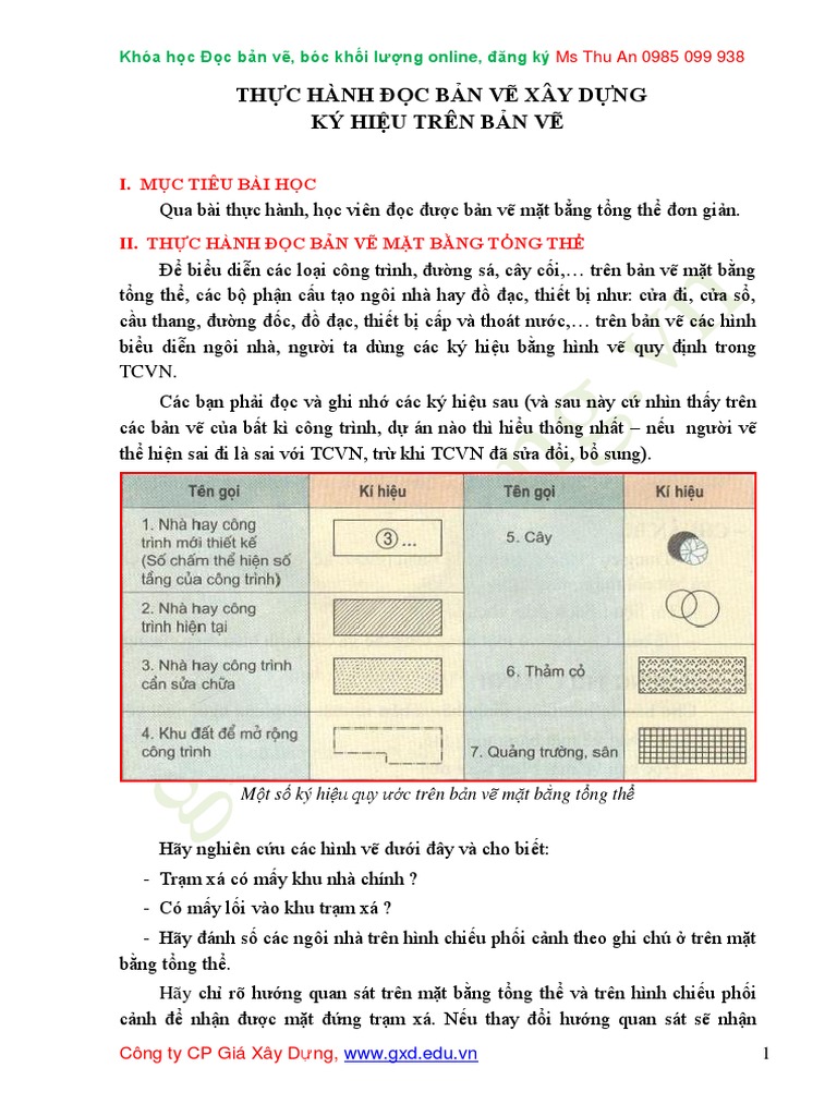 Baitap01 Ky Hieu Vat Lieu Ban Ve Mat Bang Tong The | PDF