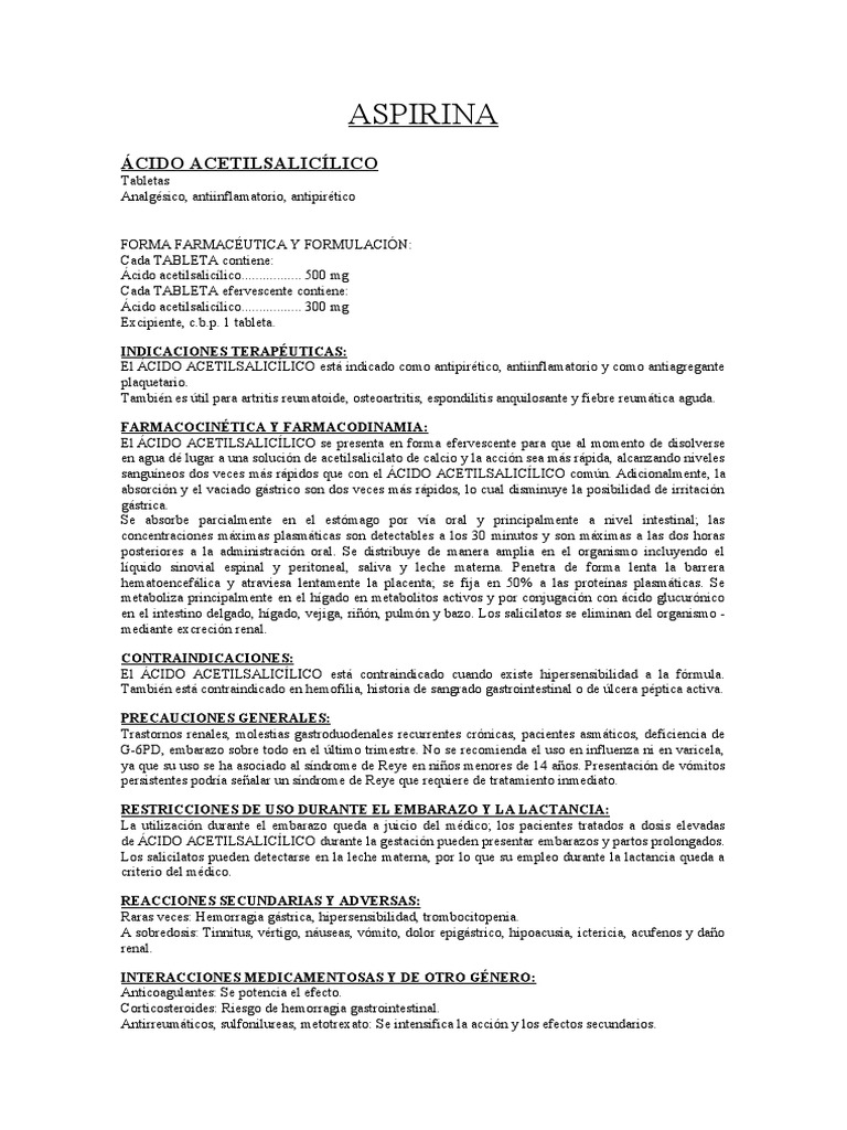 Farmacodinamia de La Aspirina | PDF | Aspirina | Medicina CLINICA