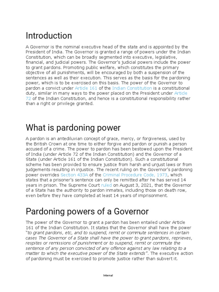 Governor's Pardoning Power Explained | PDF | Pardon | Judiciaries
