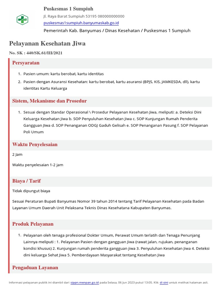Unduh Standar Pelayanan - Pelayanan Kesehatan Jiwa | PDF