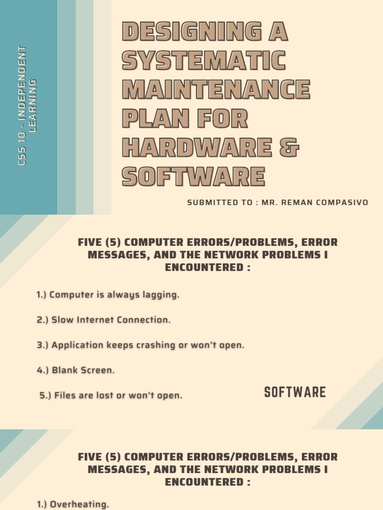 Designing A Systematic Maintenance Plan For Hardware & Software | PDF