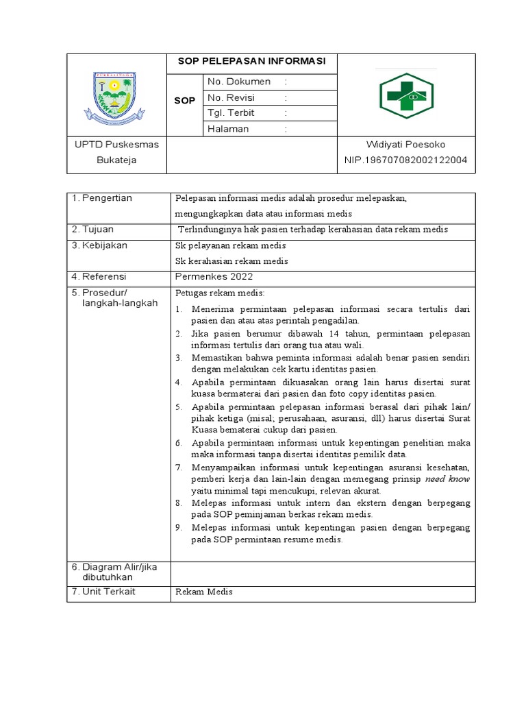 Sop Pelepasan Informasi | PDF