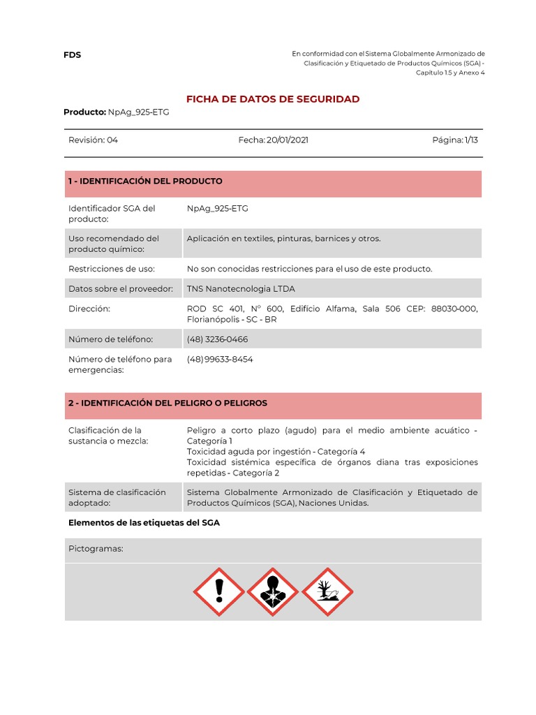 FDS NpAg 925-ETG | PDF