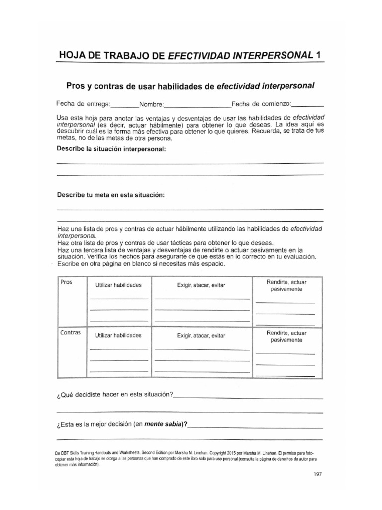 Tarea Habilidades de Efectividad Interpersonal | PDF
