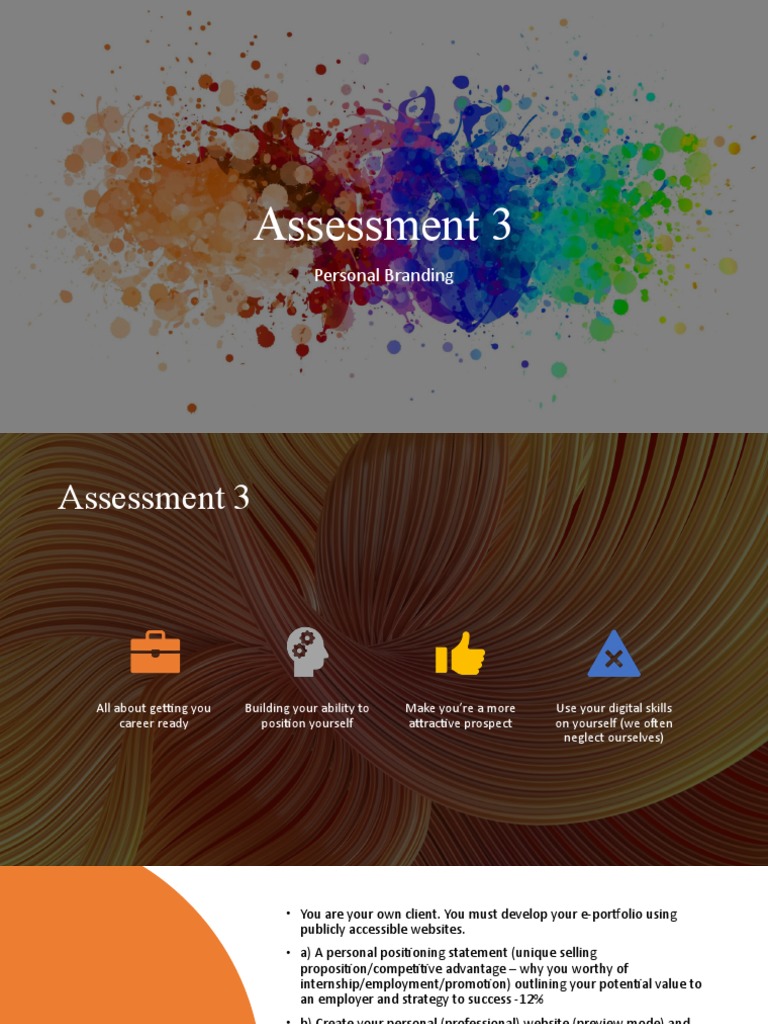 Week 10 Assessment Overview and Personal Branding Information ...
