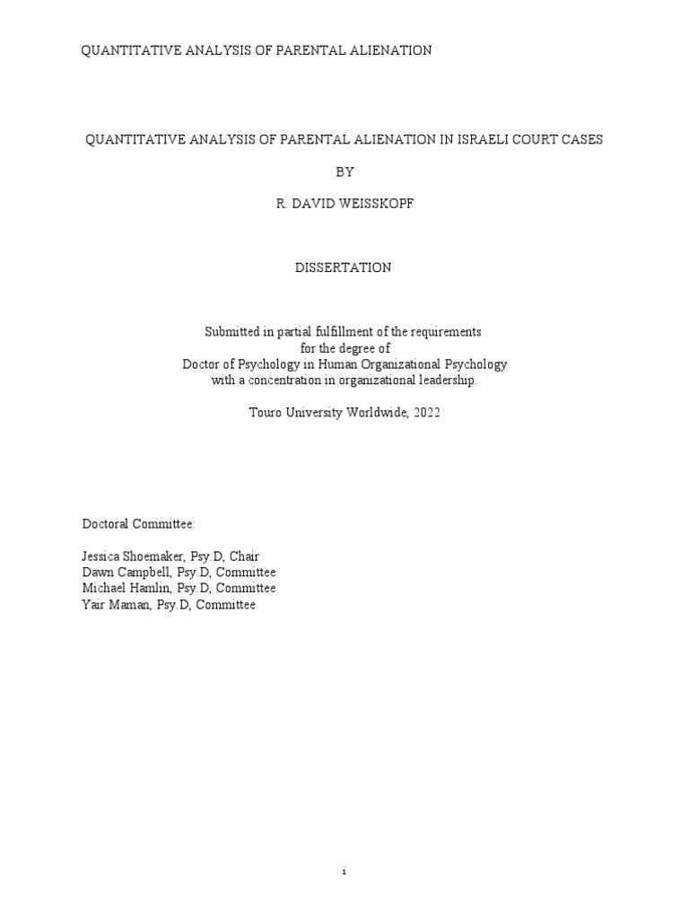 Quantitative Analysis of Parental Alienation | PDF | Social Alienation ...