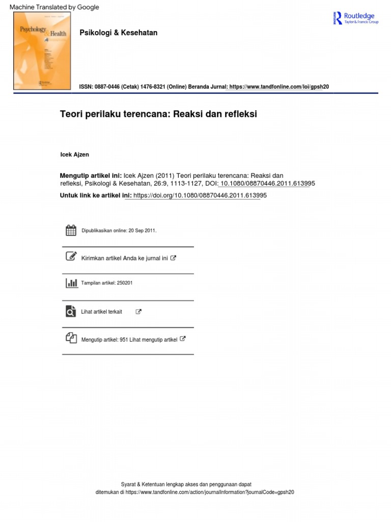 The Theory of Planned Behaviour Reactions and Reflections | PDF