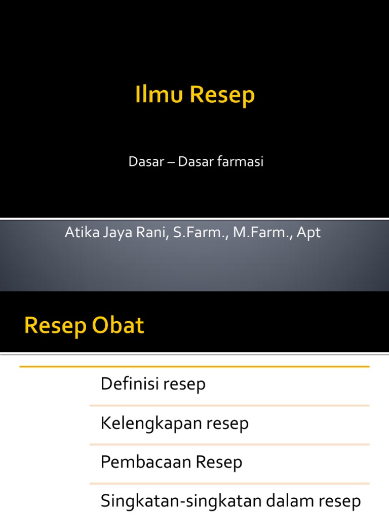 Pemahaman Dasar Resep Dokter | PDF