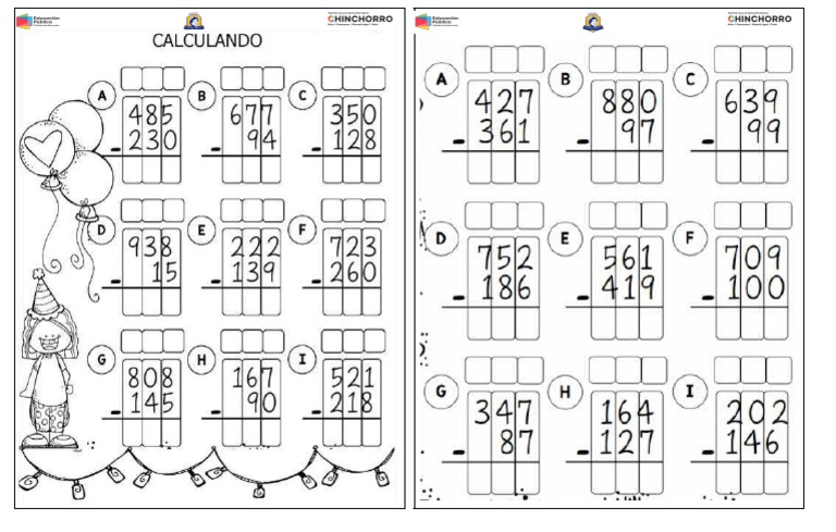 Restas de tres dígitos | PDF