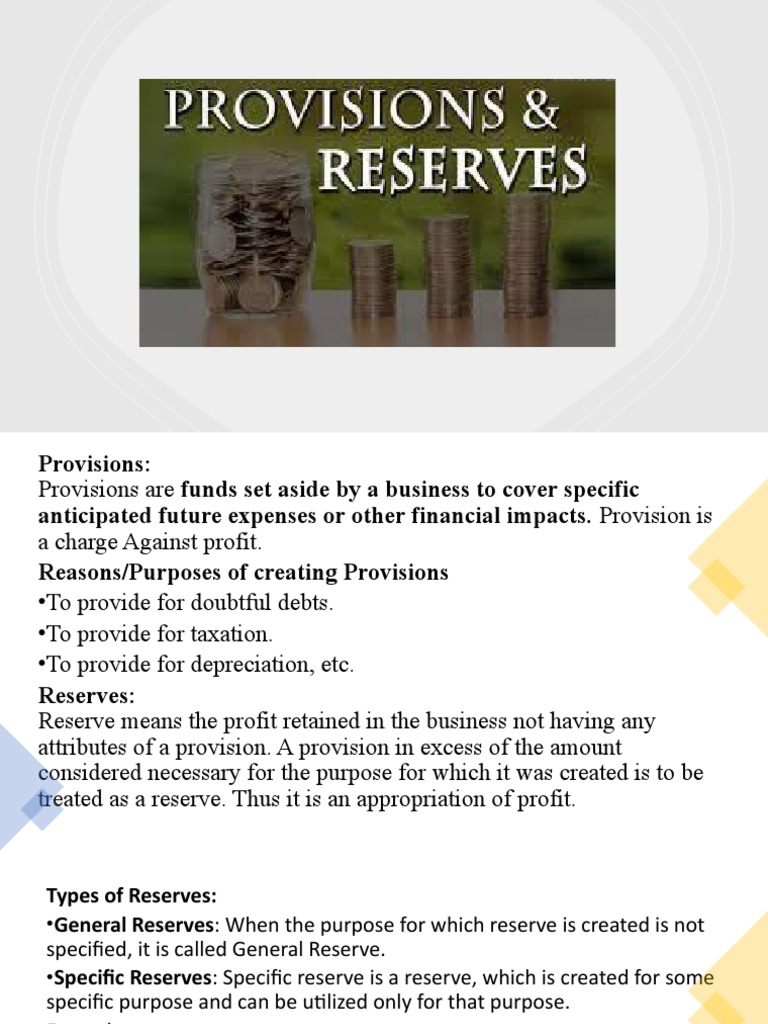 Provisions and Reserves | Download Free PDF | Dividend | Depreciation