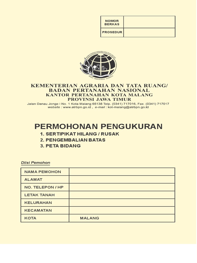 Prosedur Permohonan Sertifikat Tanah Malang | PDF