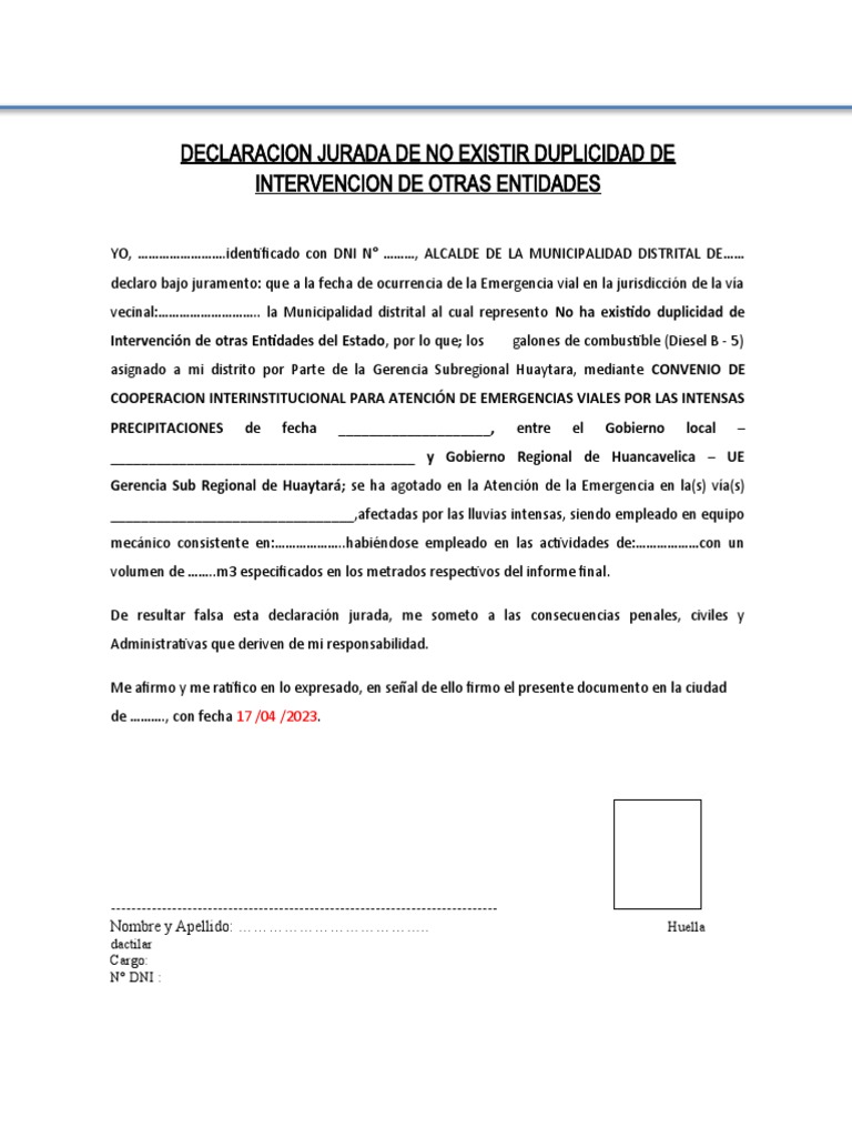 Declaracion Jurada | PDF | Gobierno