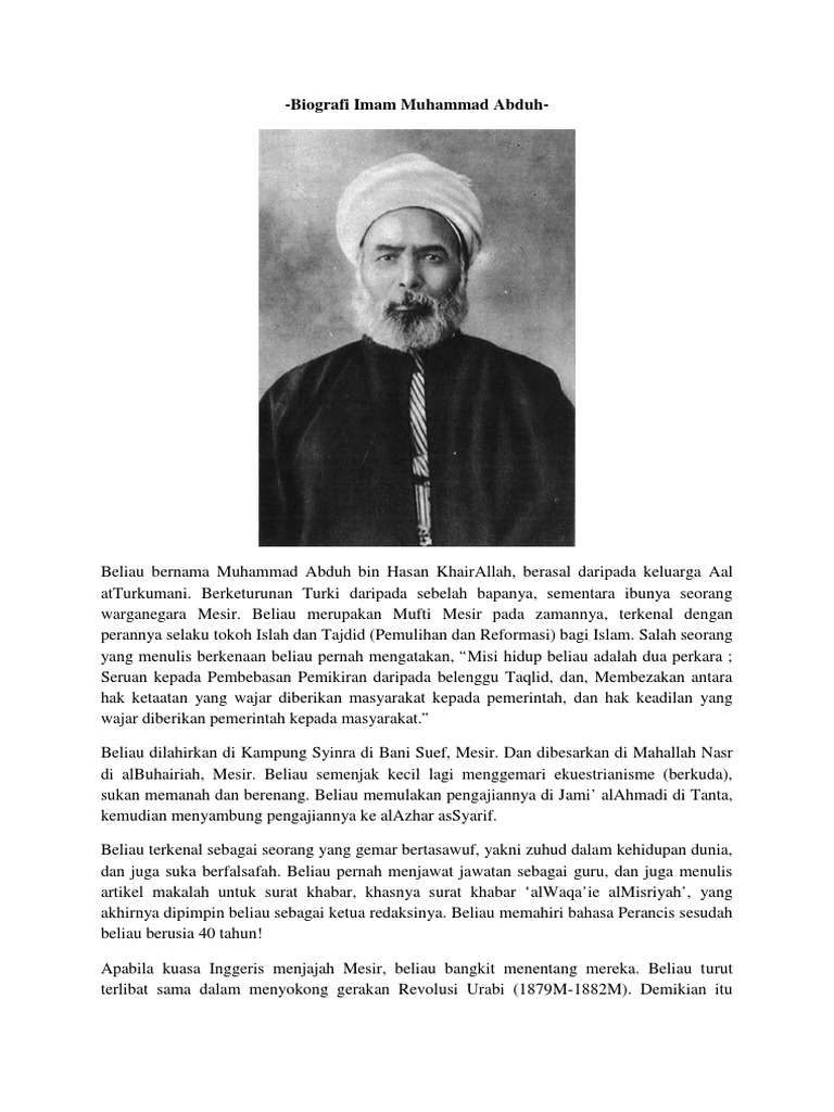 Biografi Imam Muhammad Abduh w1905M | PDF