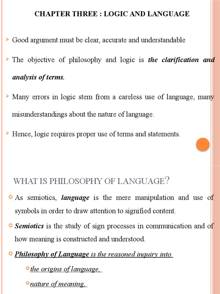 Logic CH Apter Three | PDF | Definition | Philosophy Of Language