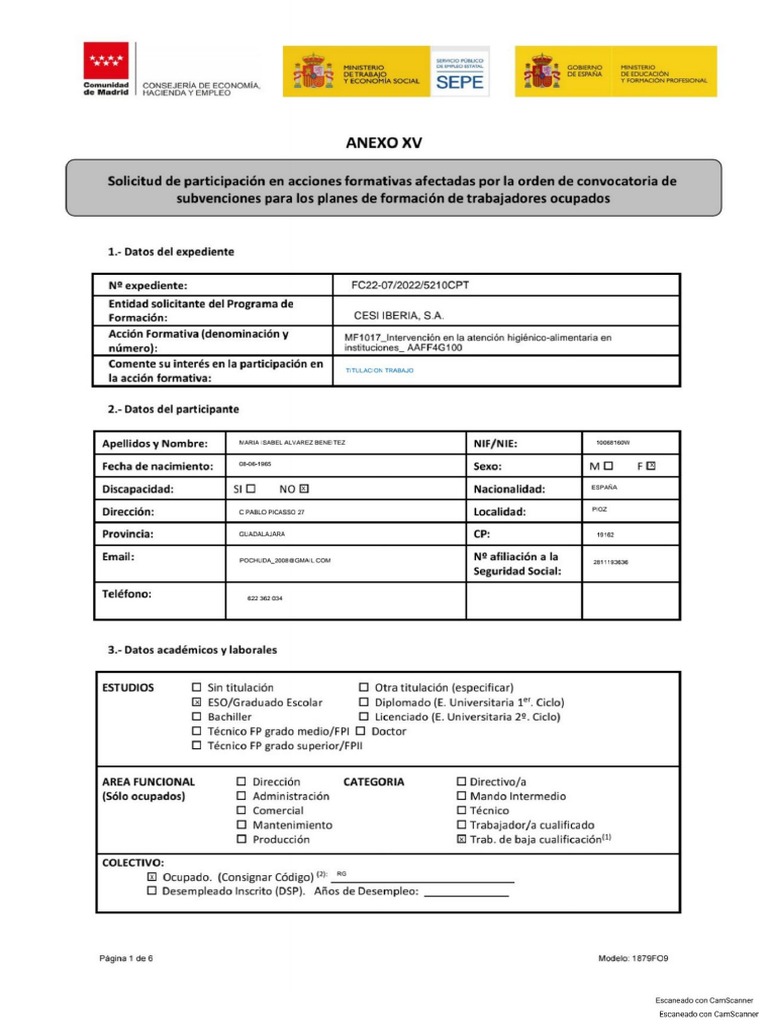 Anexos Anexo XV - sociosanitario CAM_RELLENO(1) | PDF