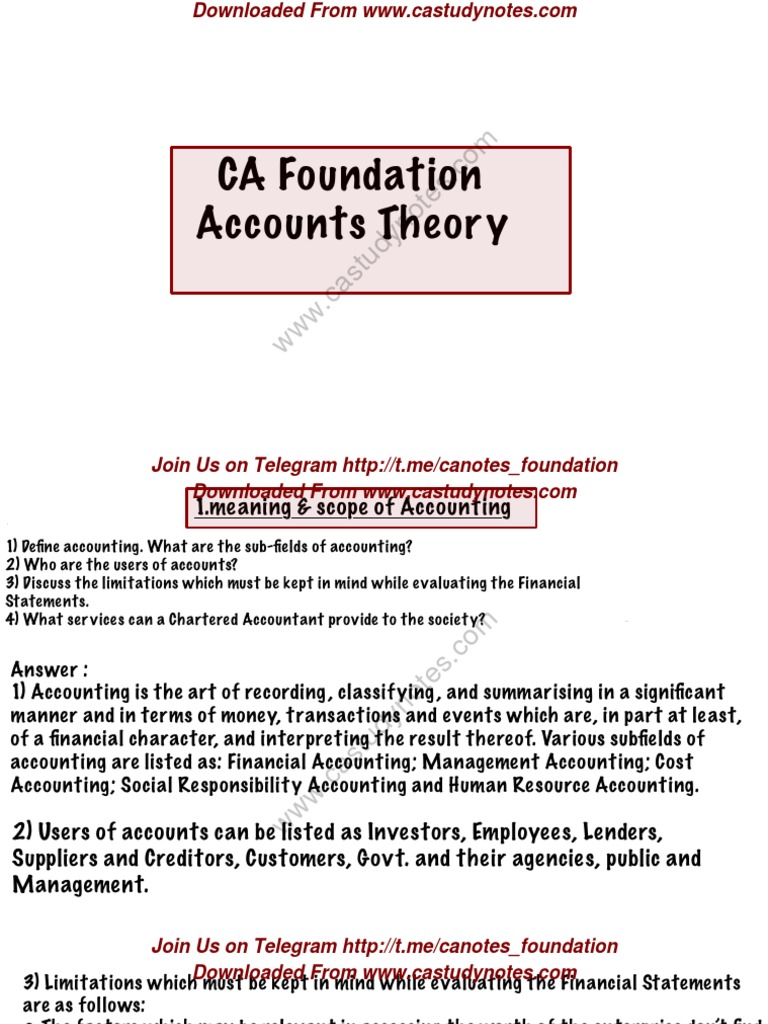 CA Foundation Accounts Theory | PDF | Debits And Credits | Expense