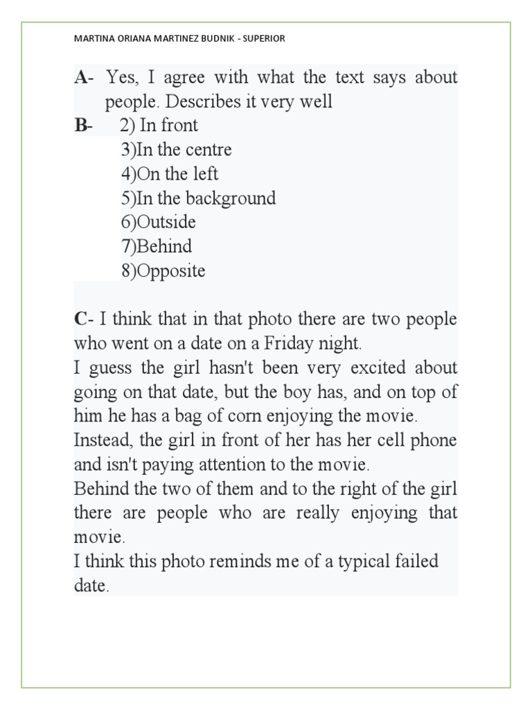 Describing A Photo | PDF